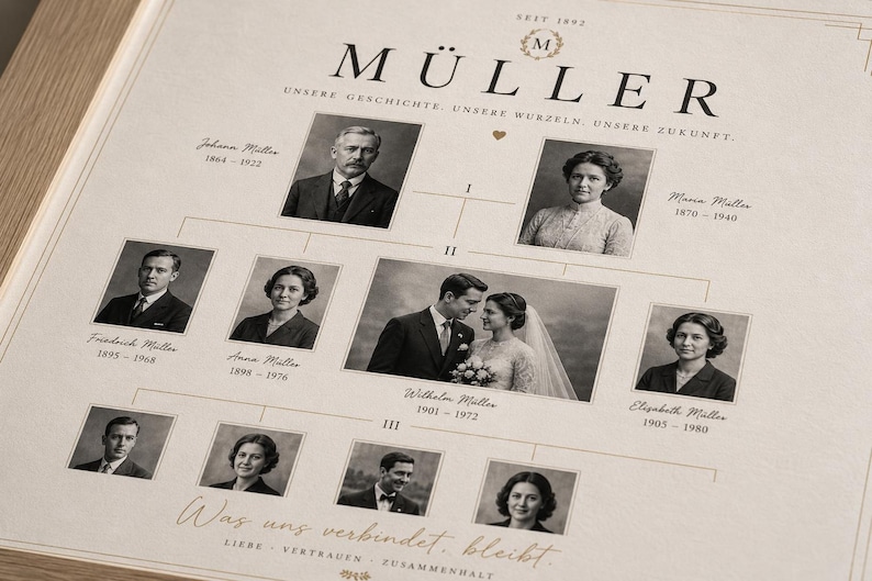 Personalized Family Tree With Photos | Minimalist Family Chronicle ...