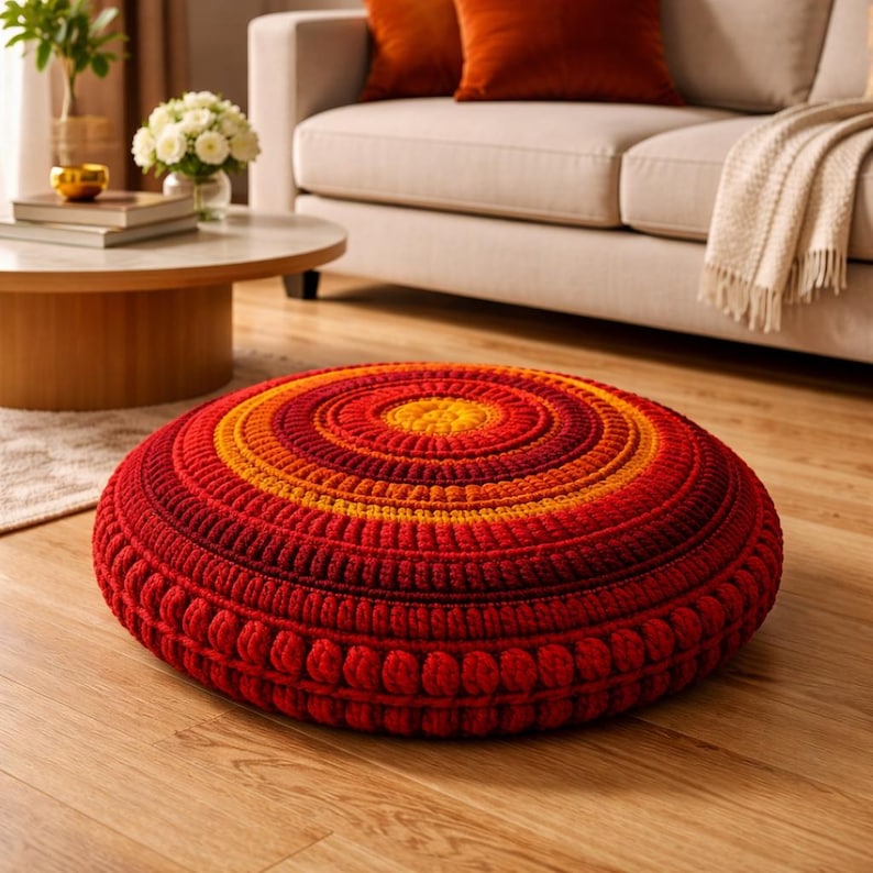 Round Cushion Crochet Pattern, Circle Pillow PDF, Floor Cushion Pattern ...