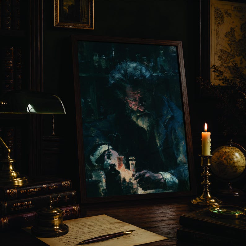 Gothic Laboratory Printable Art, Dark Academia Scientist Portrait ...