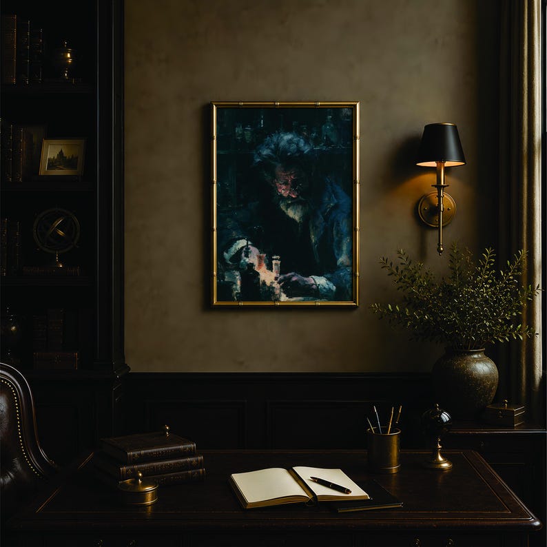 Gothic Laboratory Printable Art, Dark Academia Scientist Portrait ...