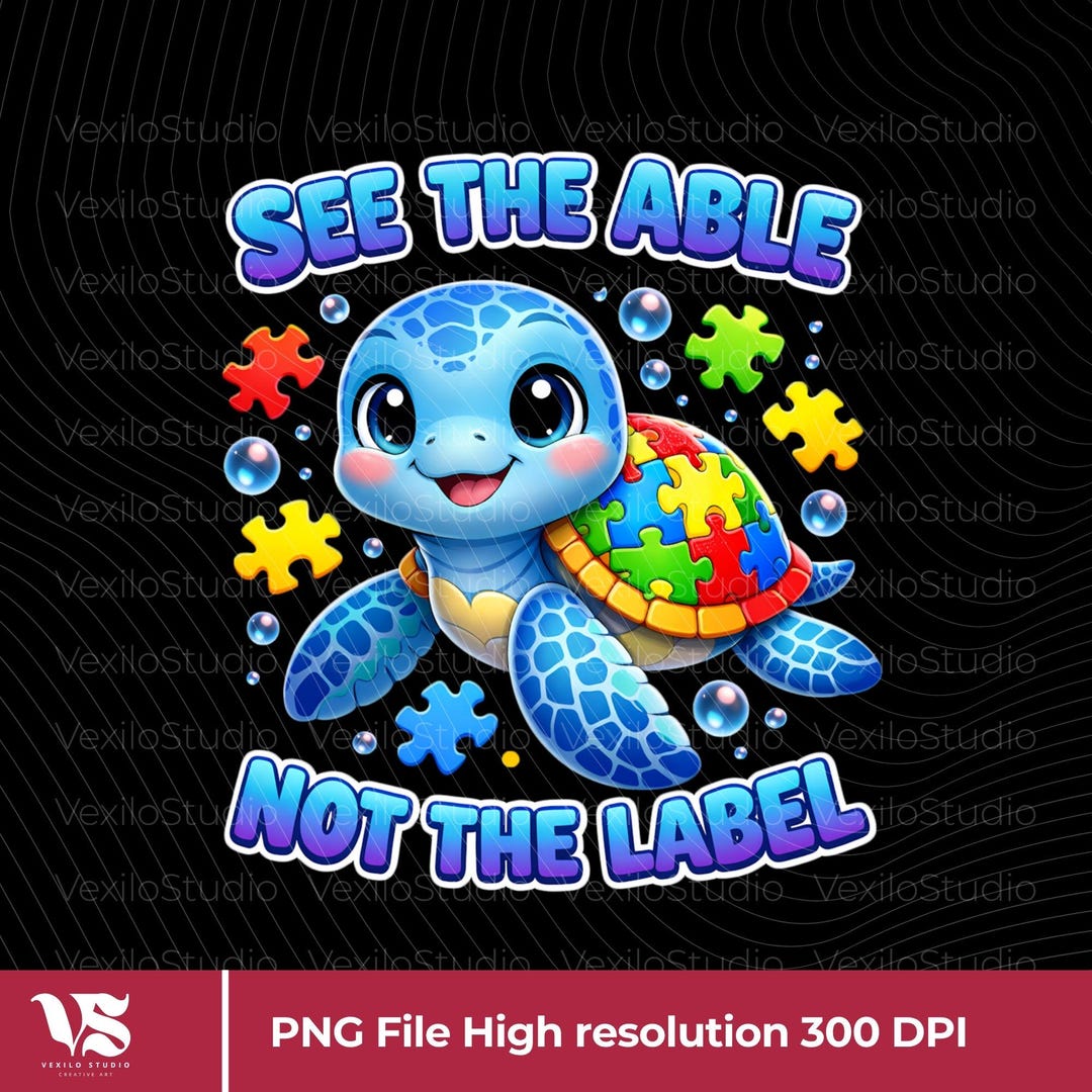 See the Able Not the Label PNG: Autism Awareness Puzzle Turtle ...