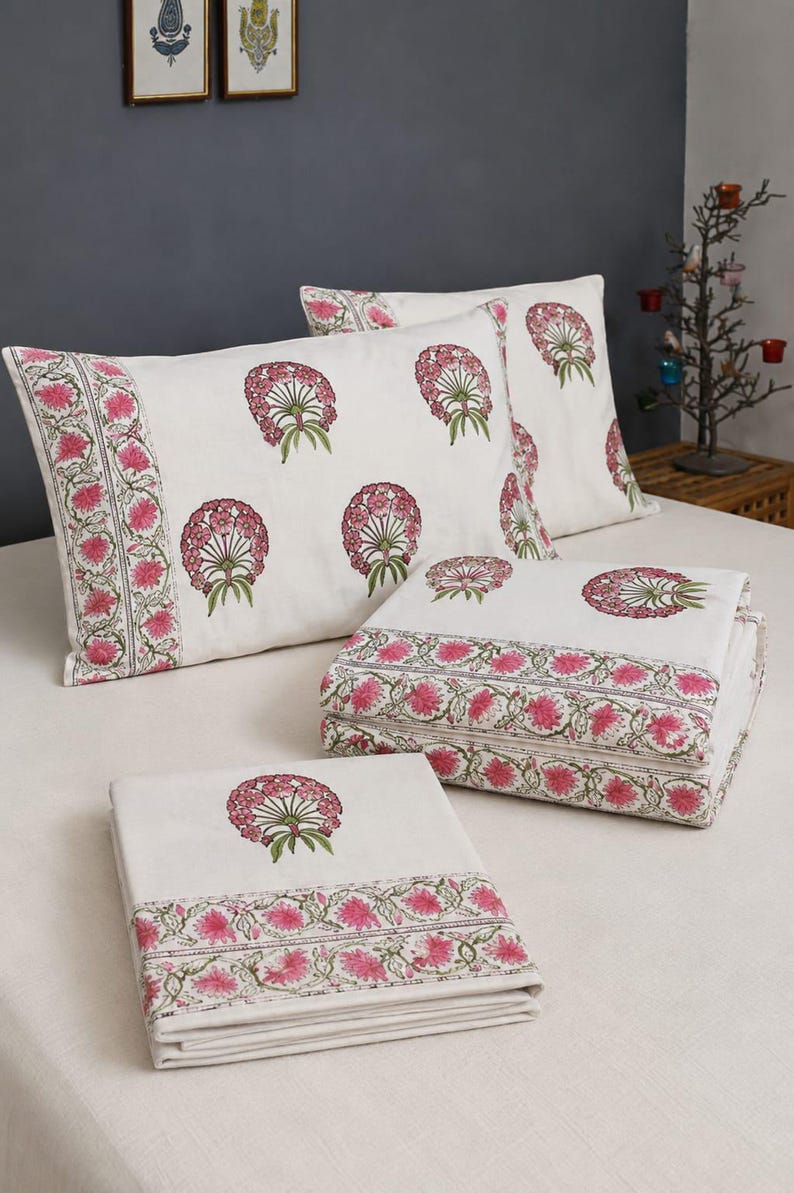 Premium Handloom Cotton Block Print Double Bedsheet - 100% Textured ...