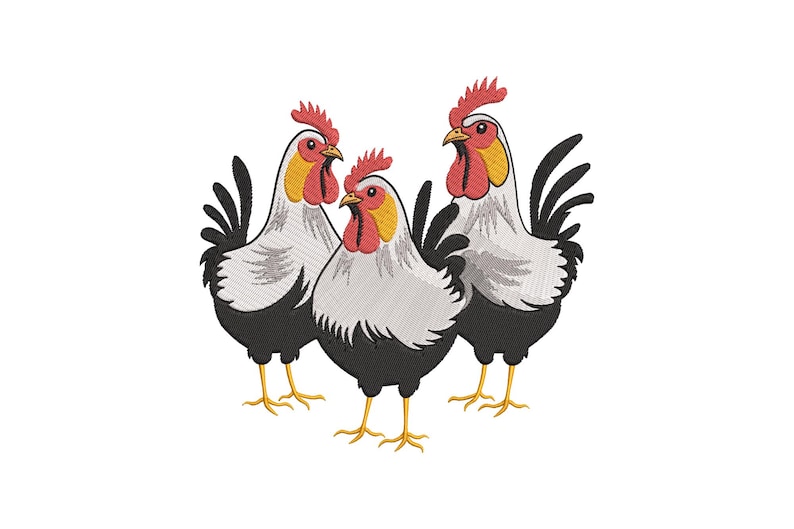 Chicken Trio Embroidery Design, Homestead Rooster Machine Embroidery ...