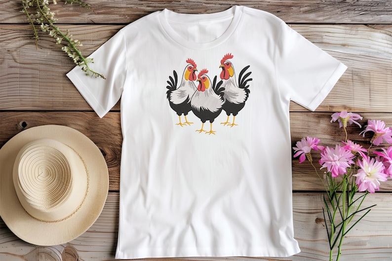 Chicken Trio Embroidery Design, Homestead Rooster Machine Embroidery ...