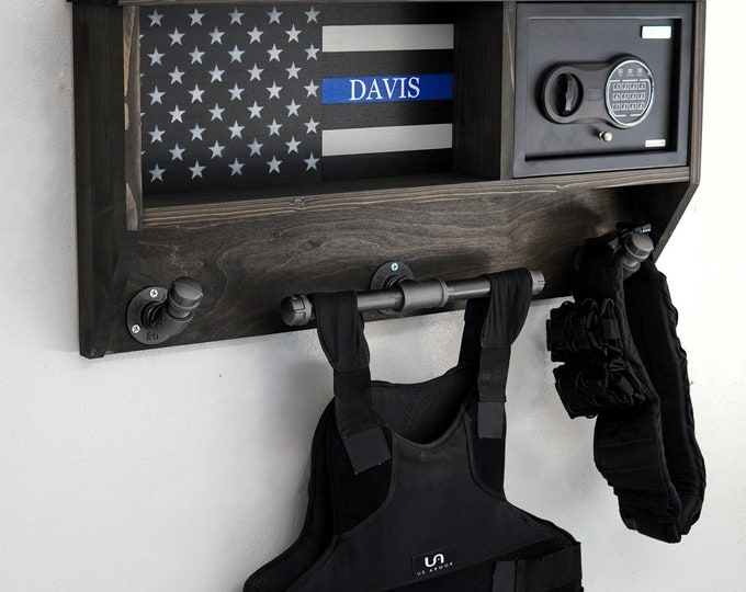 Police Duty Gear Rack - Vest Holder - Thin Blue Line Warrior Rack ...