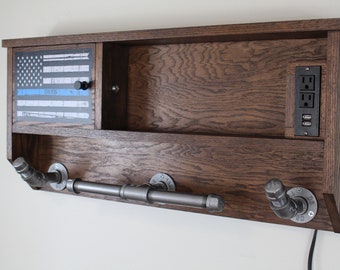 Police Duty Gear Rack Vest Holder Thin Blue Line Warrior Rack Wall ...