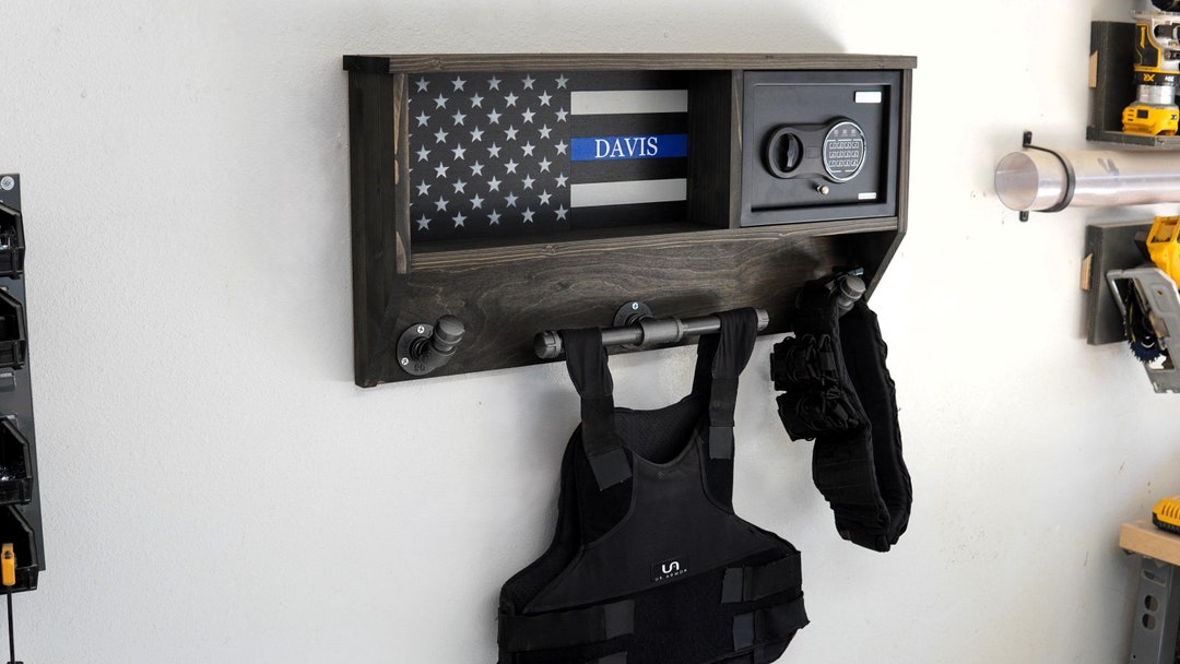 Police Duty Gear Rack - Vest Holder - Thin Blue Line Warrior Rack ...