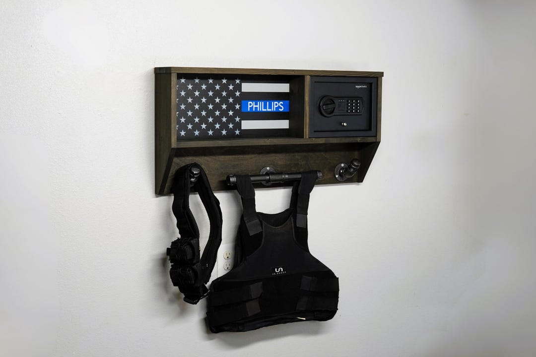 Police Duty Gear Rack - Vest Holder - Thin Blue Line Warrior Rack ...