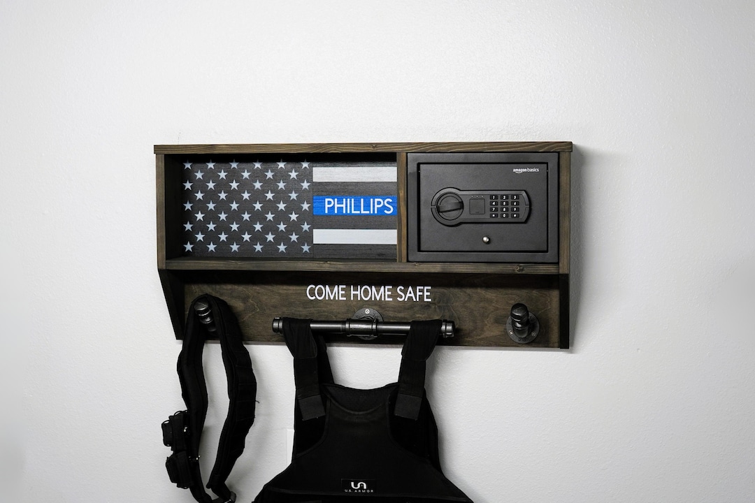 Police Duty Gear Rack - Vest Holder - Thin Blue Line Warrior Rack ...