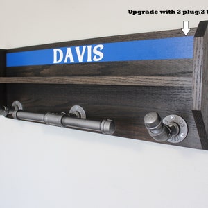 Large Oak Wall Mounted Police Duty and Tactical Gear Rack Thin Blue ...