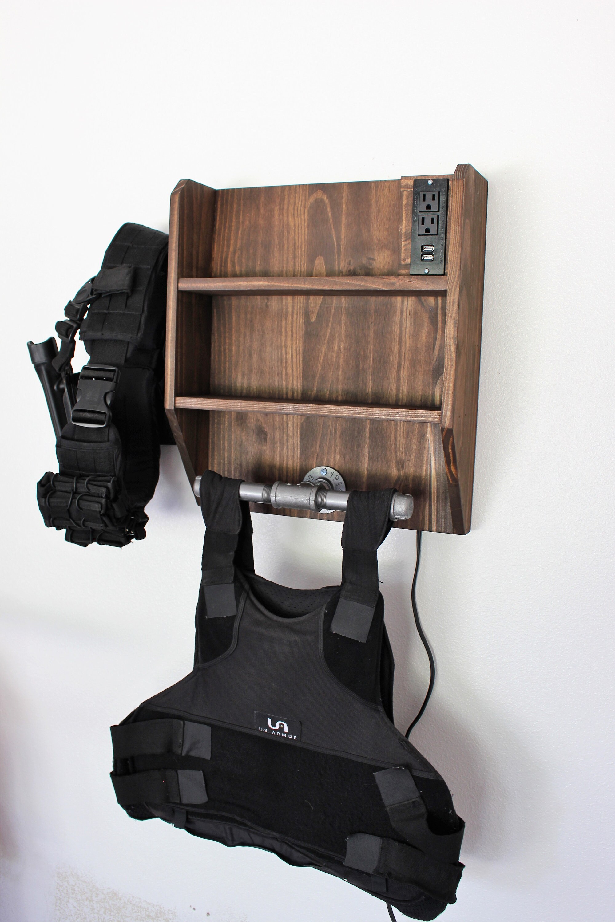 Compact Duty and Tactical Gear Rack With Usb/120v Power Strip | Etsy