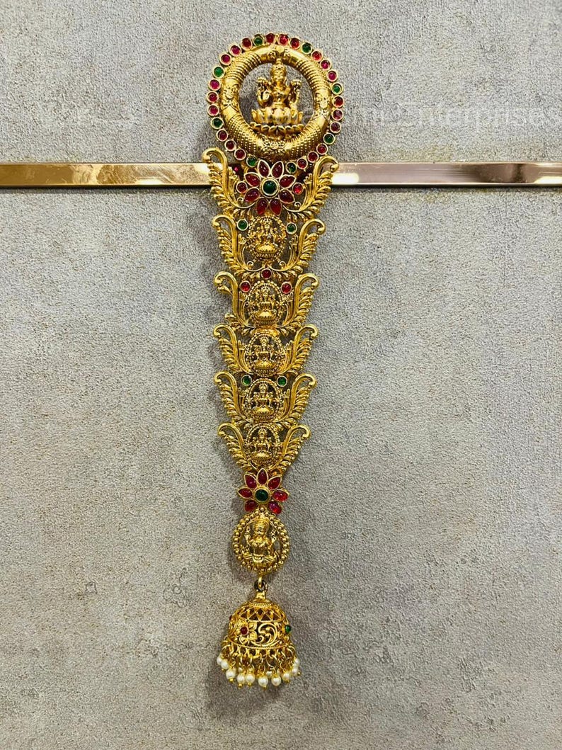 South Indian Jada Billa Hair Accessory | Gold Plated Temple Braid ...