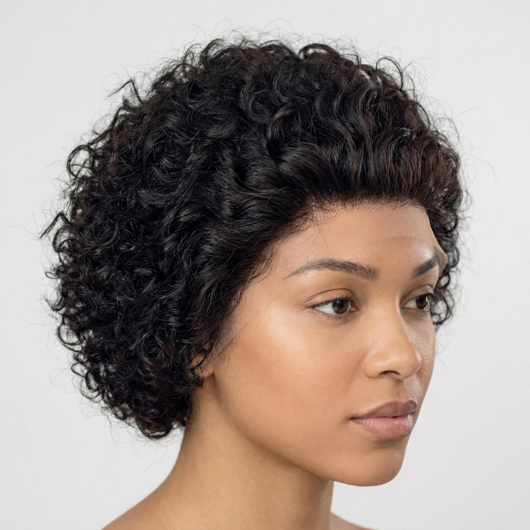 Curly Pixie Cut Lace Front Human Hair Wig for Women, Short Natural ...