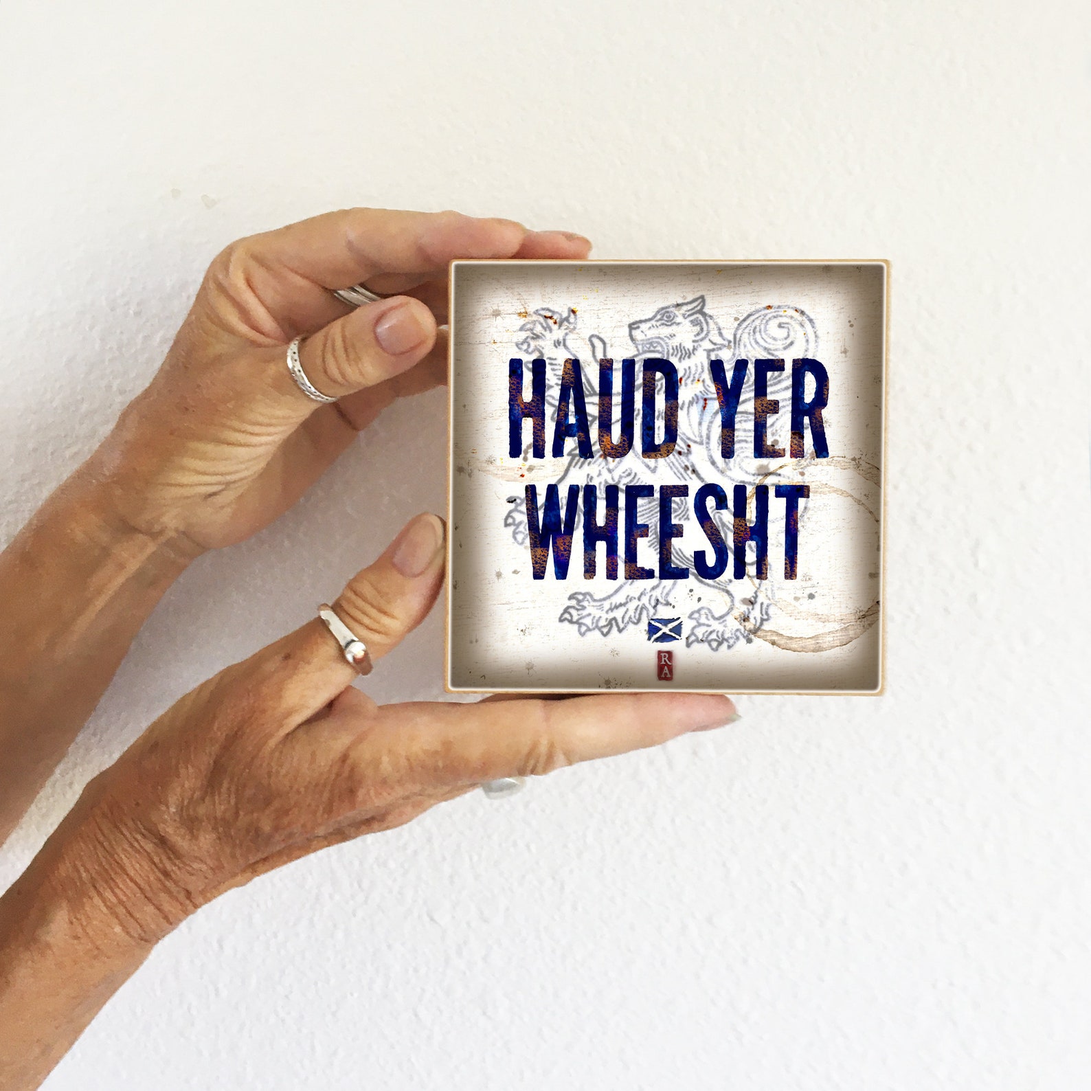 Haud Yer Wheesht Scottish Art Tile 5 X 5 by Scottish Artist | Etsy