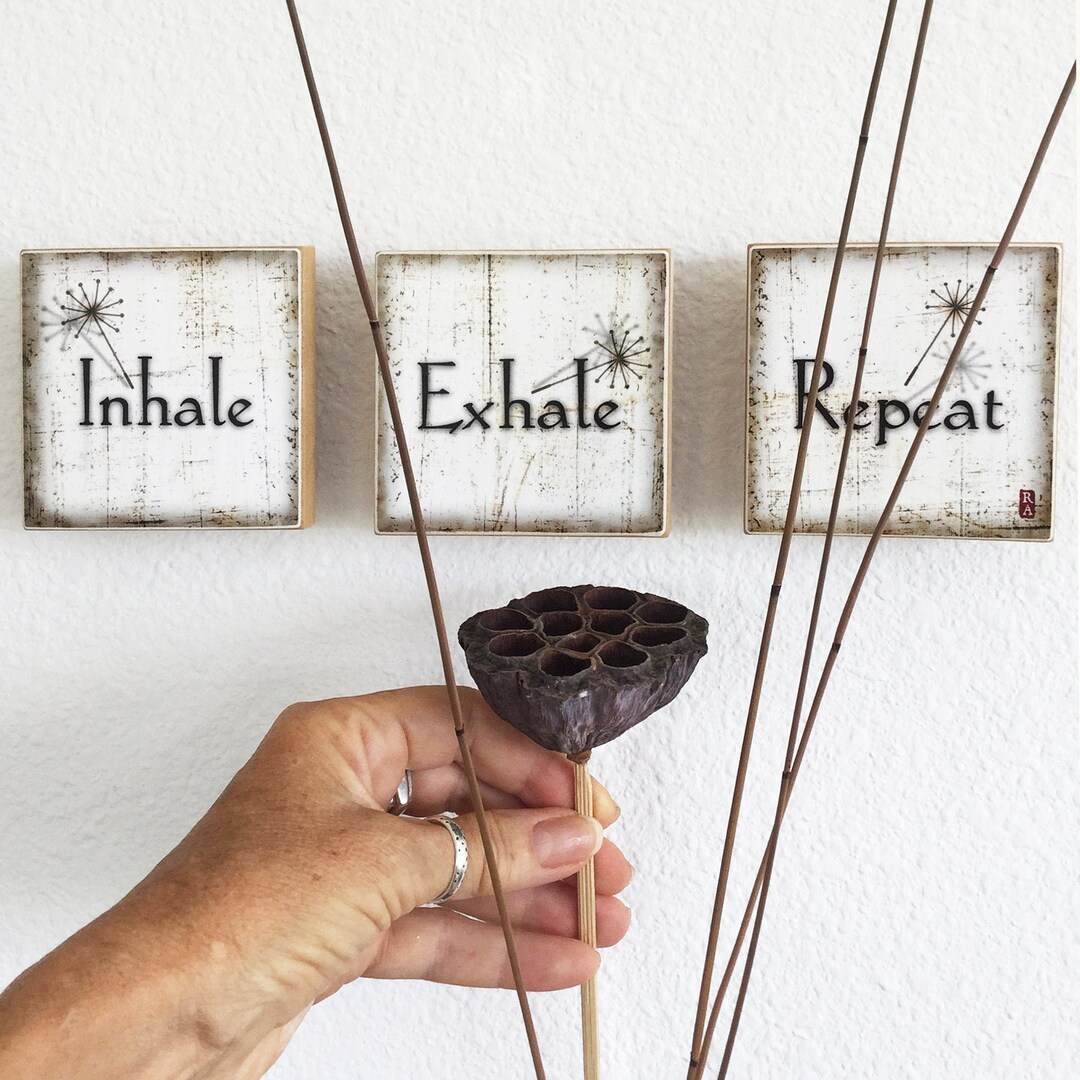 Inhale Exhale Repeat SET of 3 Art Tiles 3.5x3.5 - Etsy