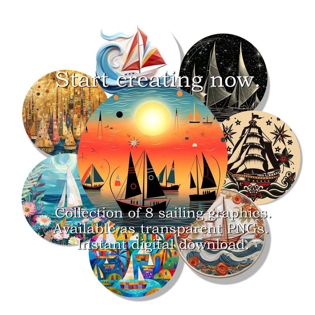Printable Sailing Designs, for Stickers, Digital Planner, Scrapbook ...