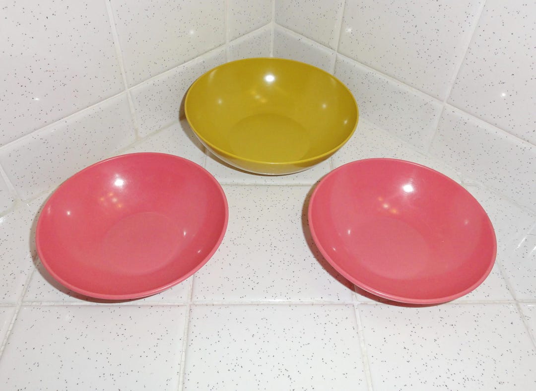 Vintage Pink & Mustard Yellow Sun Valley Melmac Snack Bowl Set of 3 - Etsy