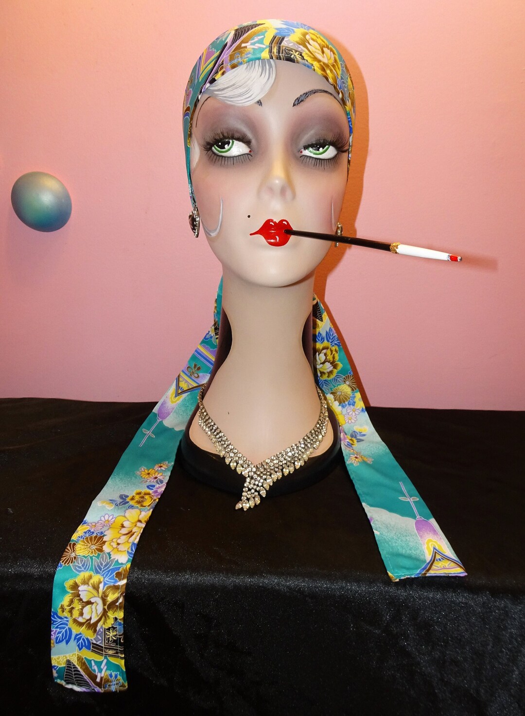 Vintage Blue & Purple Asian Themed Long Narrow Head Scarf - Etsy