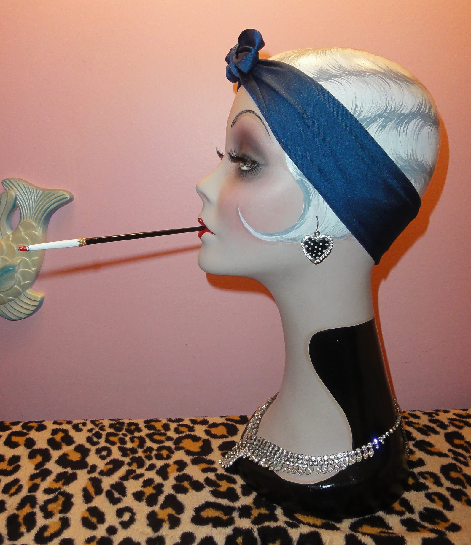 Vintage Navy Blue Scarf Scarve Pinup Retro Rockabilly Bandana - Etsy