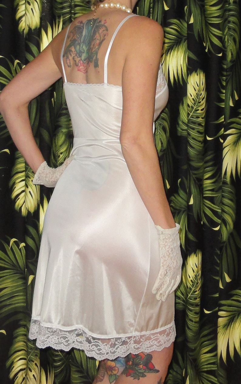Vintage White Slip 34 Lace Undergarment Pinup Retro Rockabilly Etsy