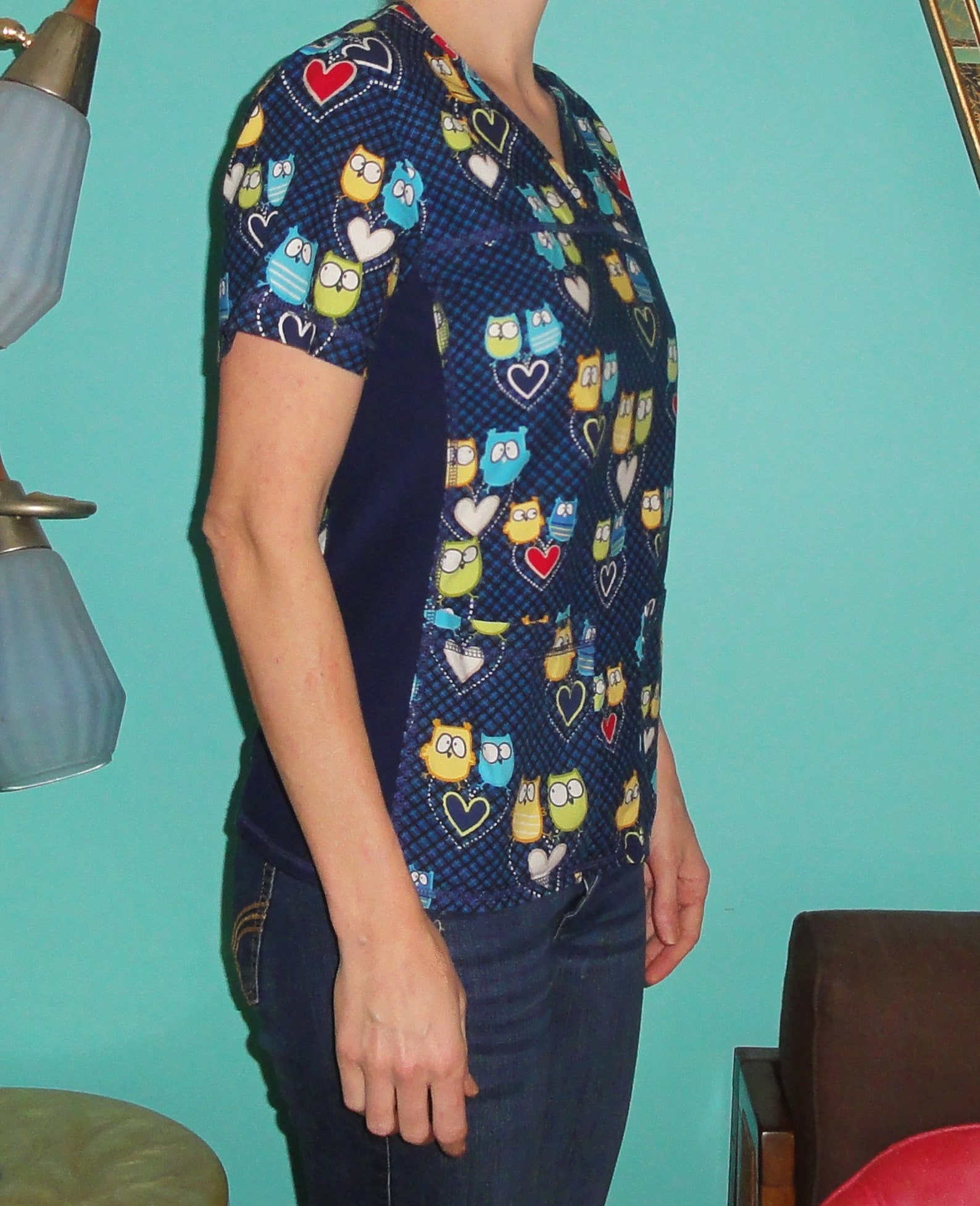 Vintage Blue Owl Scrub Top S Cherokee Scrubs Pockets Nurse Vet - Etsy
