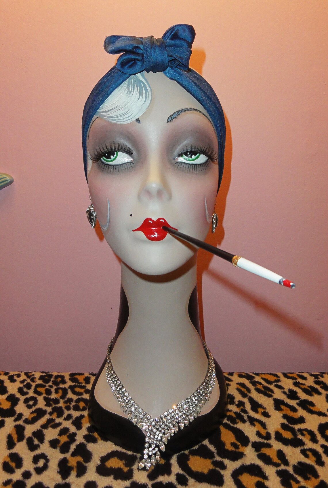 Vintage Navy Blue Scarf Scarve Pinup Retro Rockabilly Bandana - Etsy