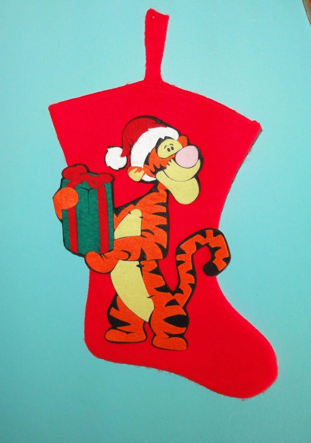 Vintage Felt Tigger in Santa Hat Christmas Stocking Winnie the Pooh - Etsy