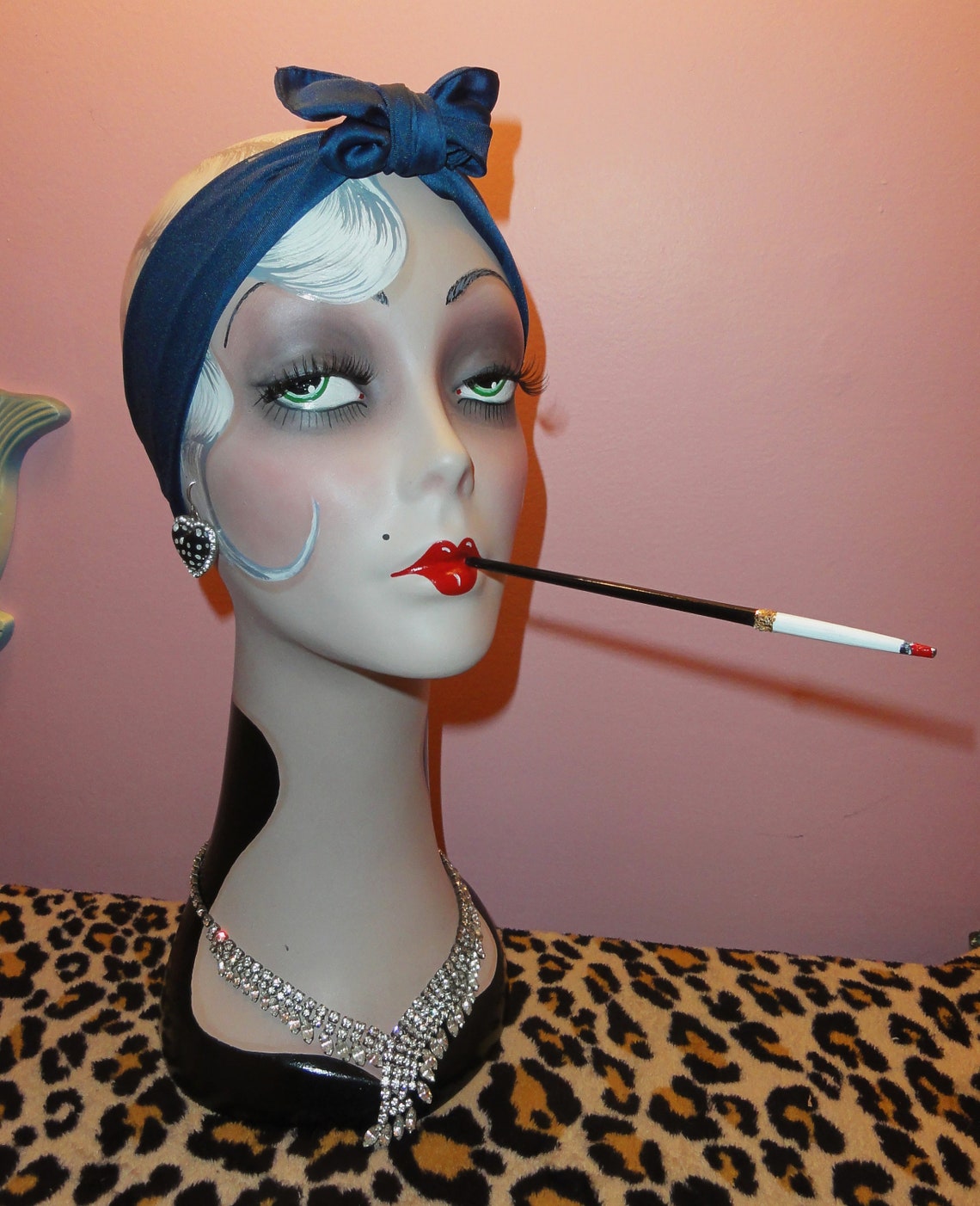 Vintage Navy Blue Scarf Scarve Pinup Retro Rockabilly Bandana - Etsy