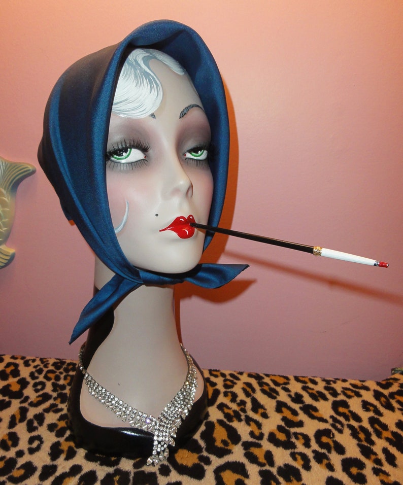 Vintage Navy Blue Scarf Scarve Pinup Retro Rockabilly Bandana - Etsy