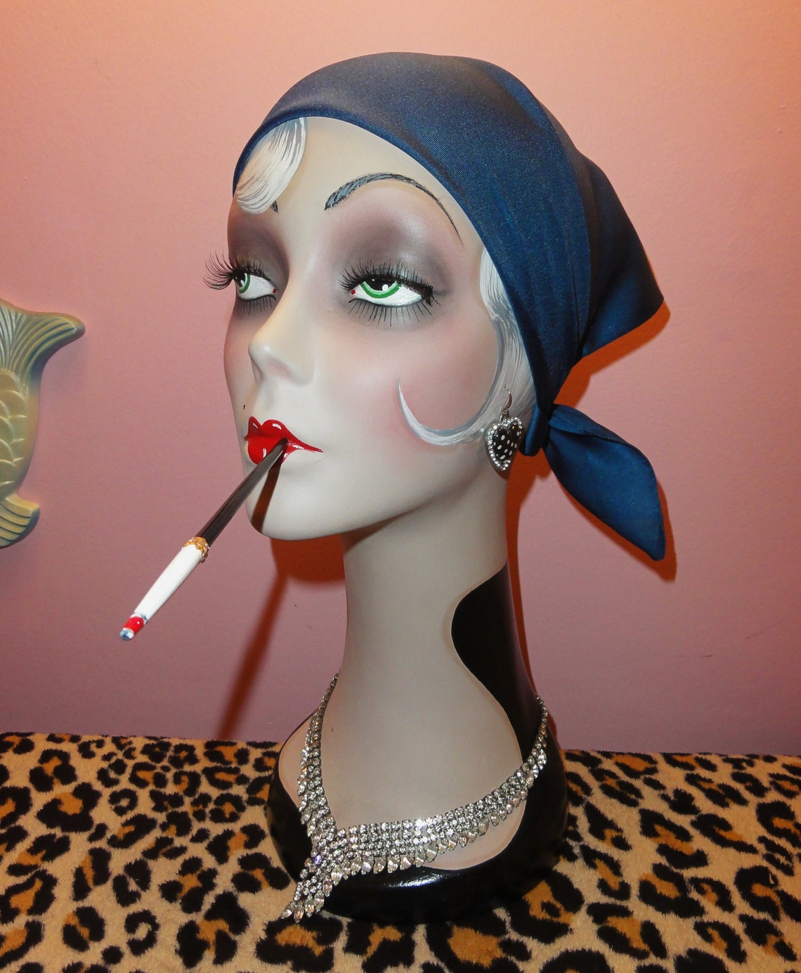 Vintage Navy Blue Scarf Scarve Pinup Retro Rockabilly Bandana - Etsy