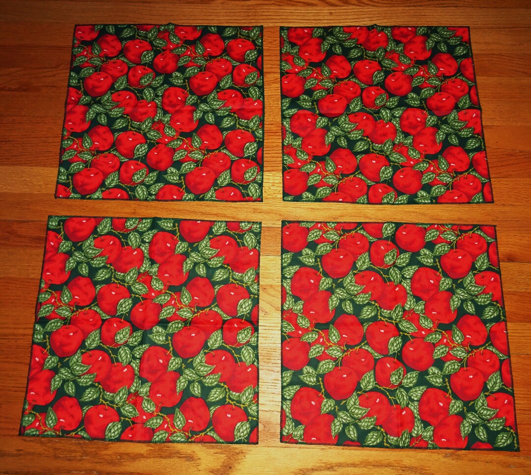 Vintage Four Apples & Leaves Cloth Napkin Set - Etsy