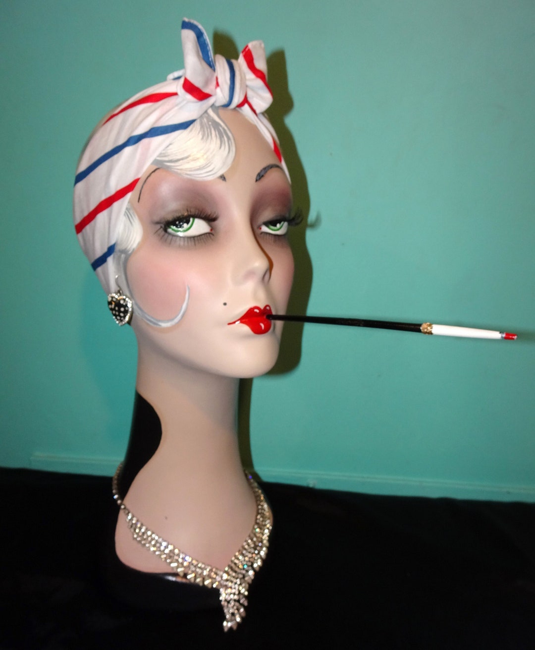 Vintage Red White & Blue Striped Bandana - Etsy