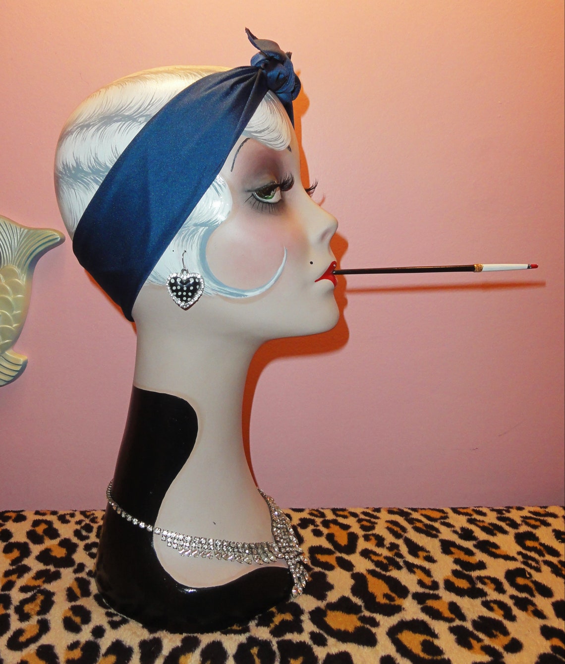 Vintage Navy Blue Scarf Scarve Pinup Retro Rockabilly Bandana - Etsy