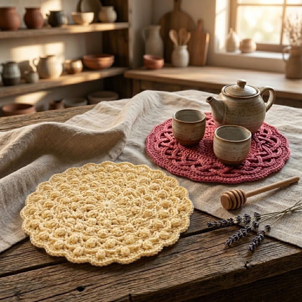 Crochet Flower Hot Pad Pattern PDF | Round Trivet DIY | Kitchen ...