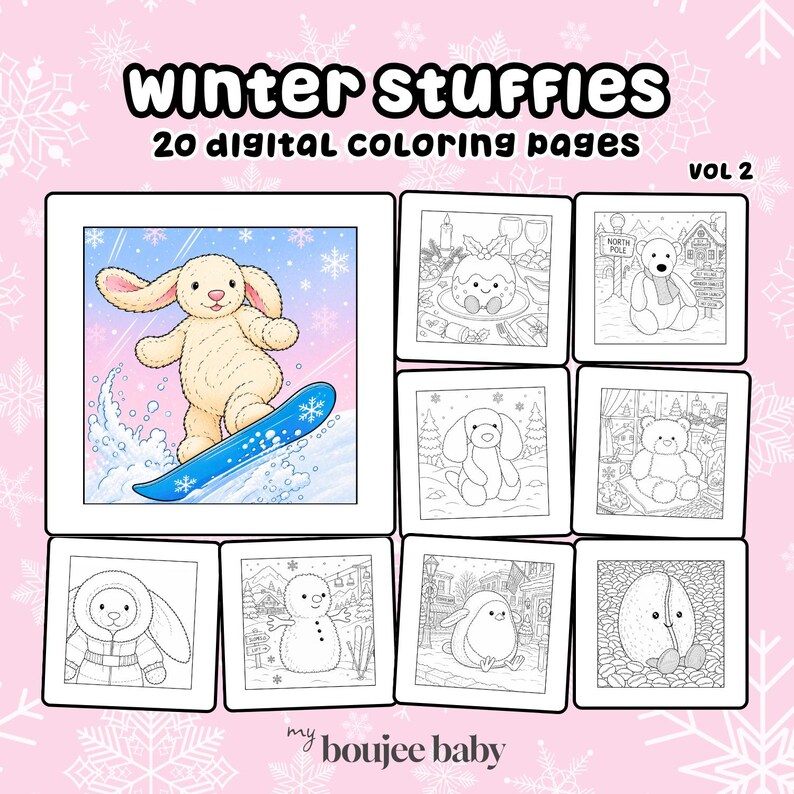 Jellycat Inspired Coloring Pages - Winter Stuffies Vol 2 - Digital ...