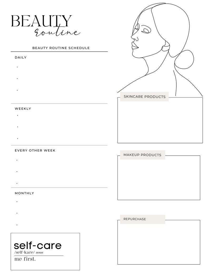 Beauty Routine Template for Digital Planners, Digital Stickers ...