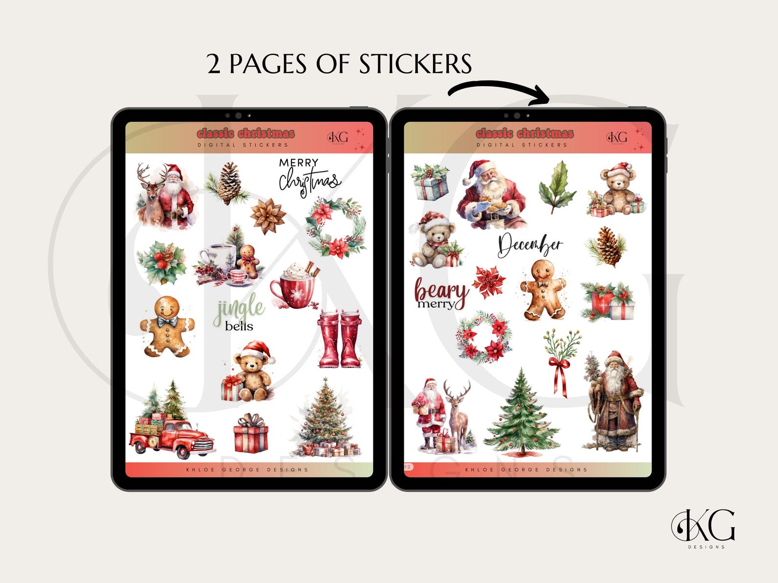 Classic Christmas Digital Stickers | Christmas Digital Stickers for ...