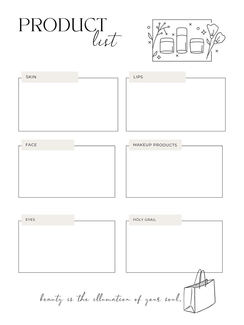 Beauty Routine Template for Digital Planners Digital - Etsy