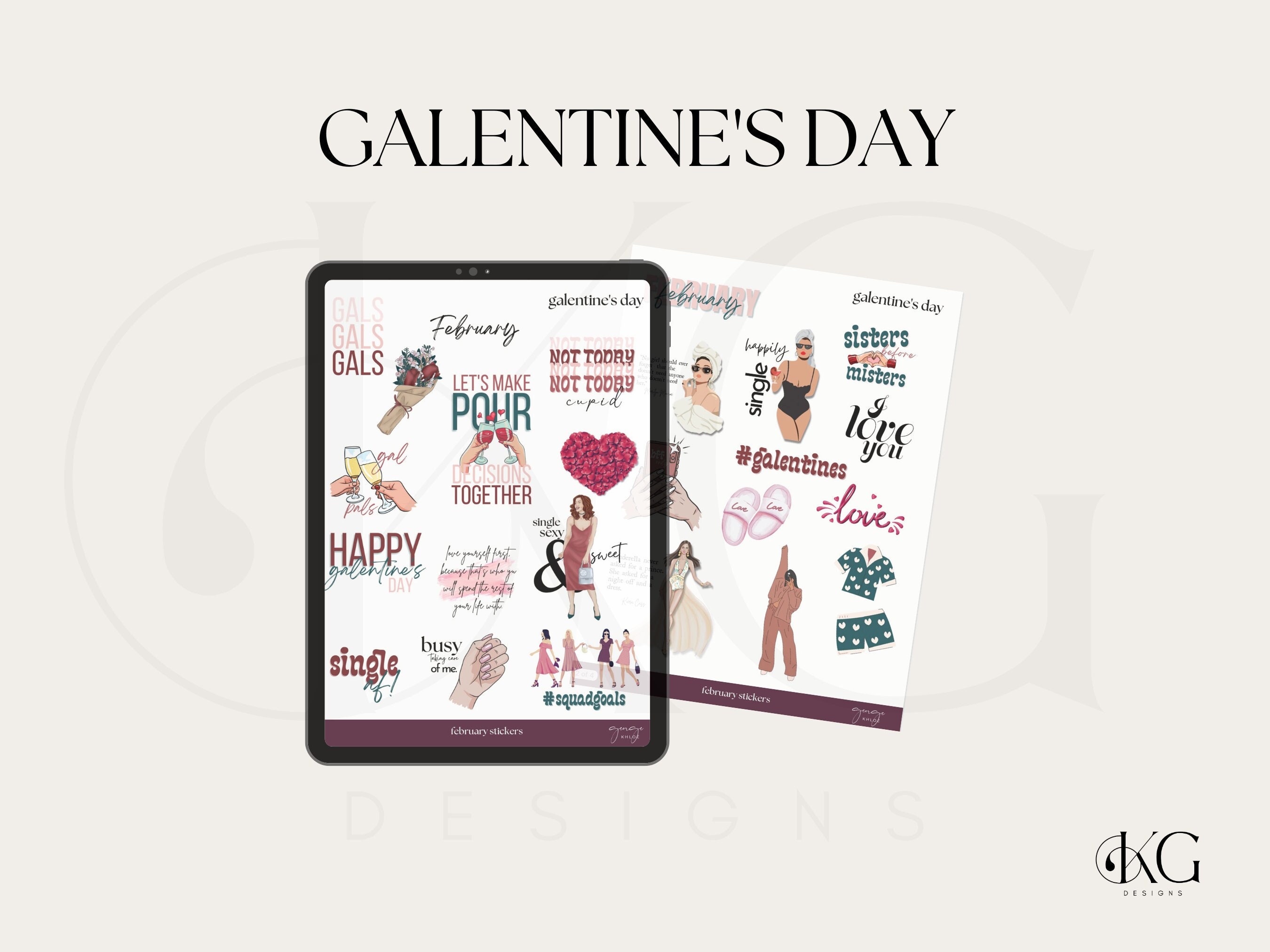 Galentine's February Digital Stickers for Goodnotes | February Digital ...
