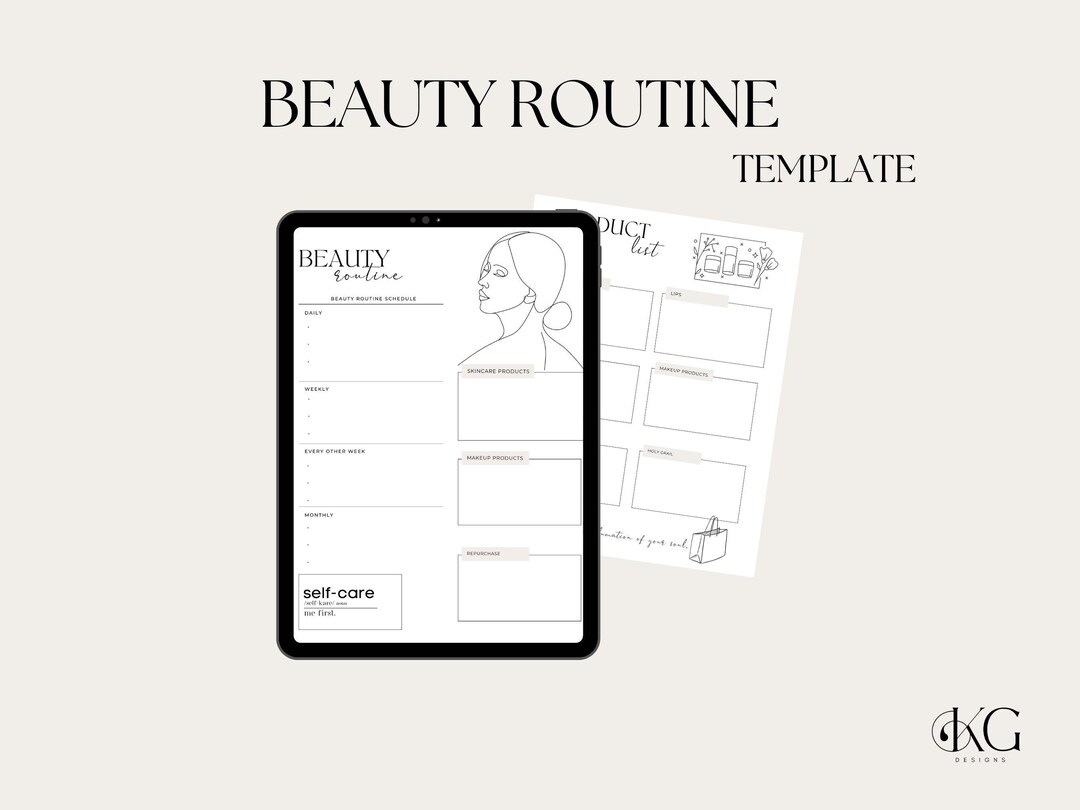 Beauty Routine Template for Digital Planners, Digital Stickers ...