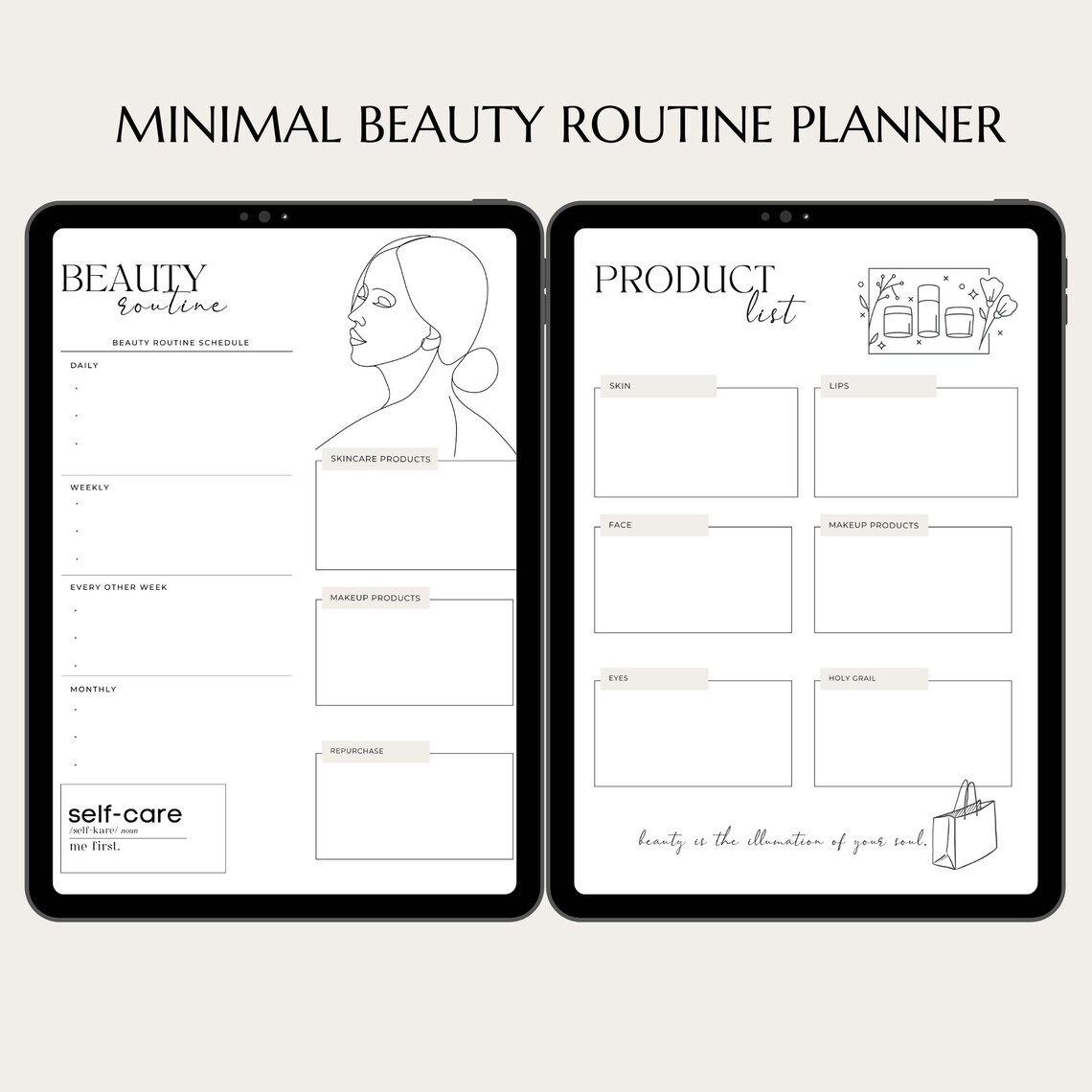Beauty Routine Template for Digital Planners Digital - Etsy