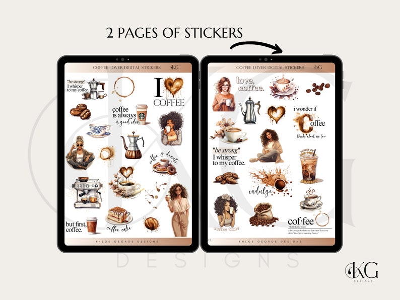 Coffee Lovers Digital Stickers for Goodnotes, Notability, iPad Planner ...
