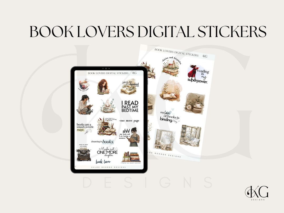 Book Lovers Digital Stickers | Book Theme for Goodnotes, Notability ...