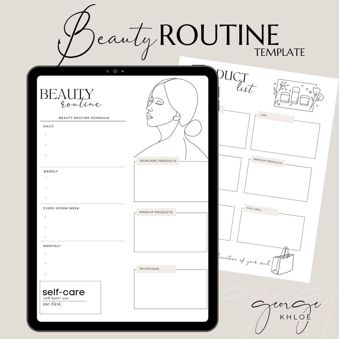 Beauty Routine Template for Digital Planners Digital - Etsy