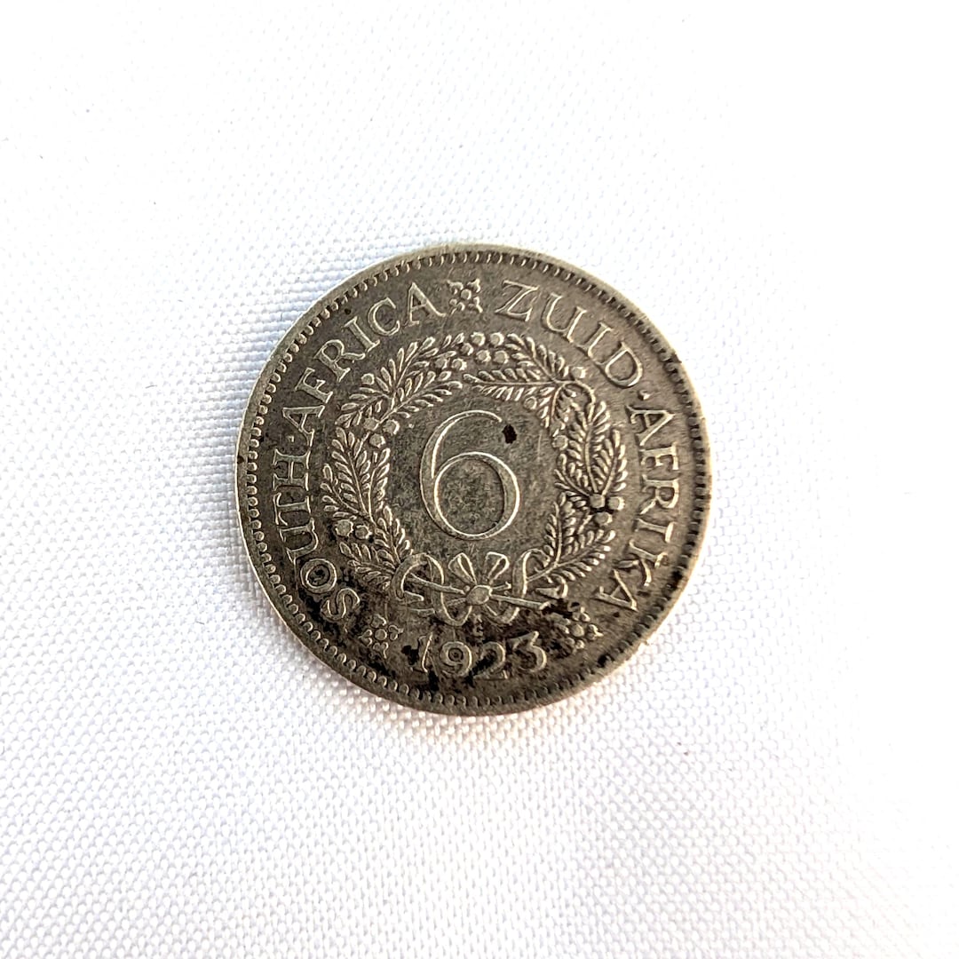 Moeda de prata de 6 pence da África do Sul de 1923 - Rei George V ...
