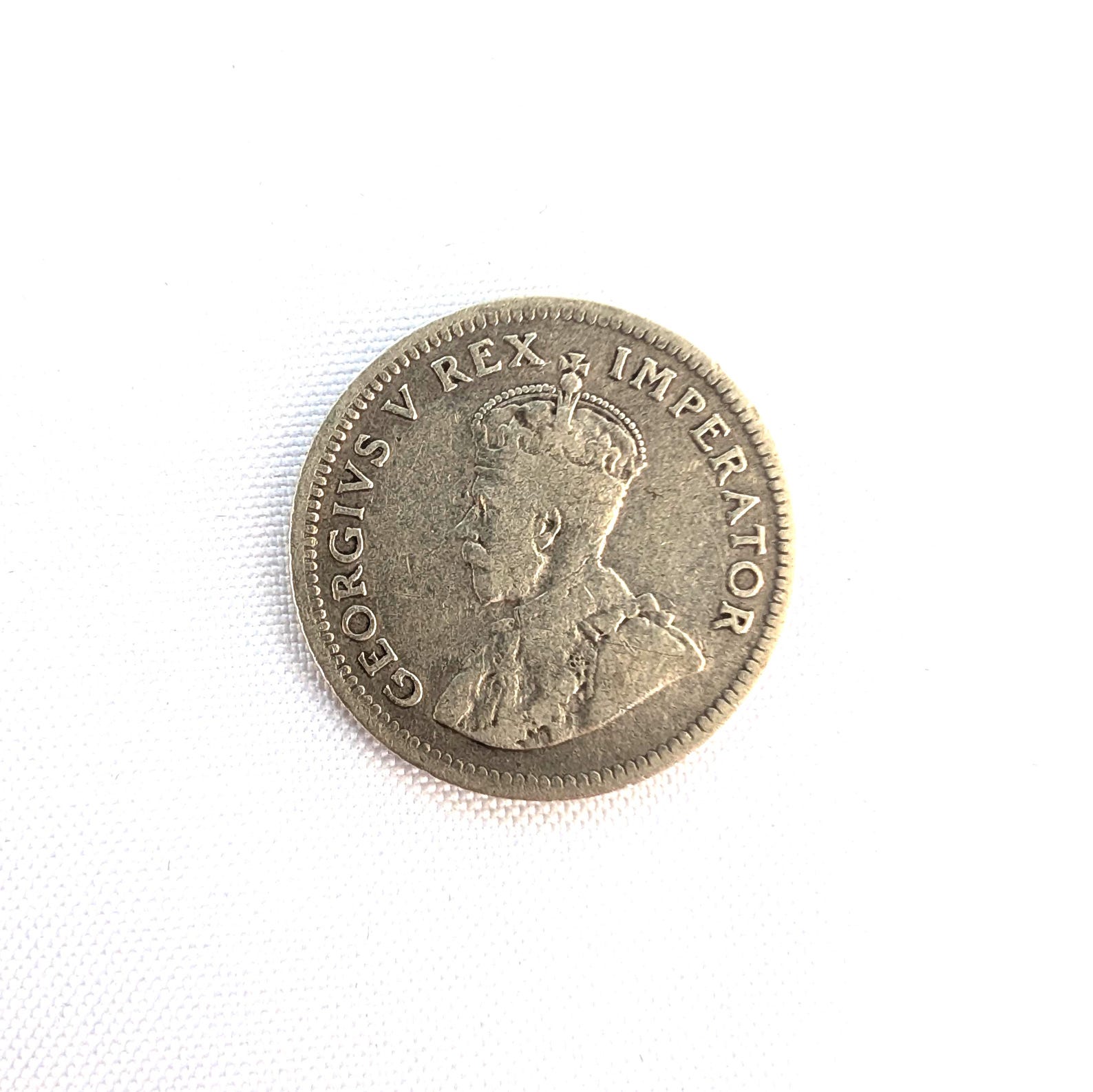 Moeda de prata de 6 pence da África do Sul de 1923 - Rei George V ...