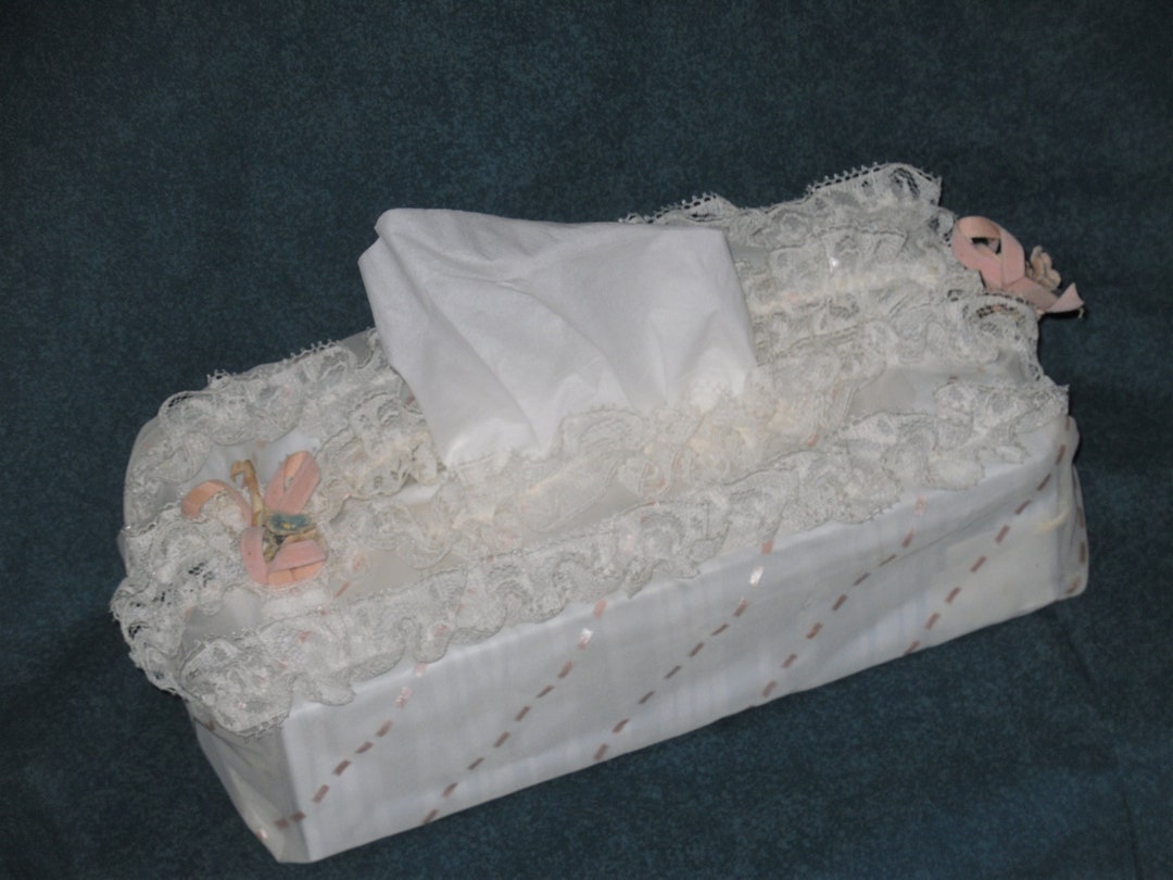 Shabby Tissue Box Cover Sheer Lace & Flowers Vintage Vanity - Etsy