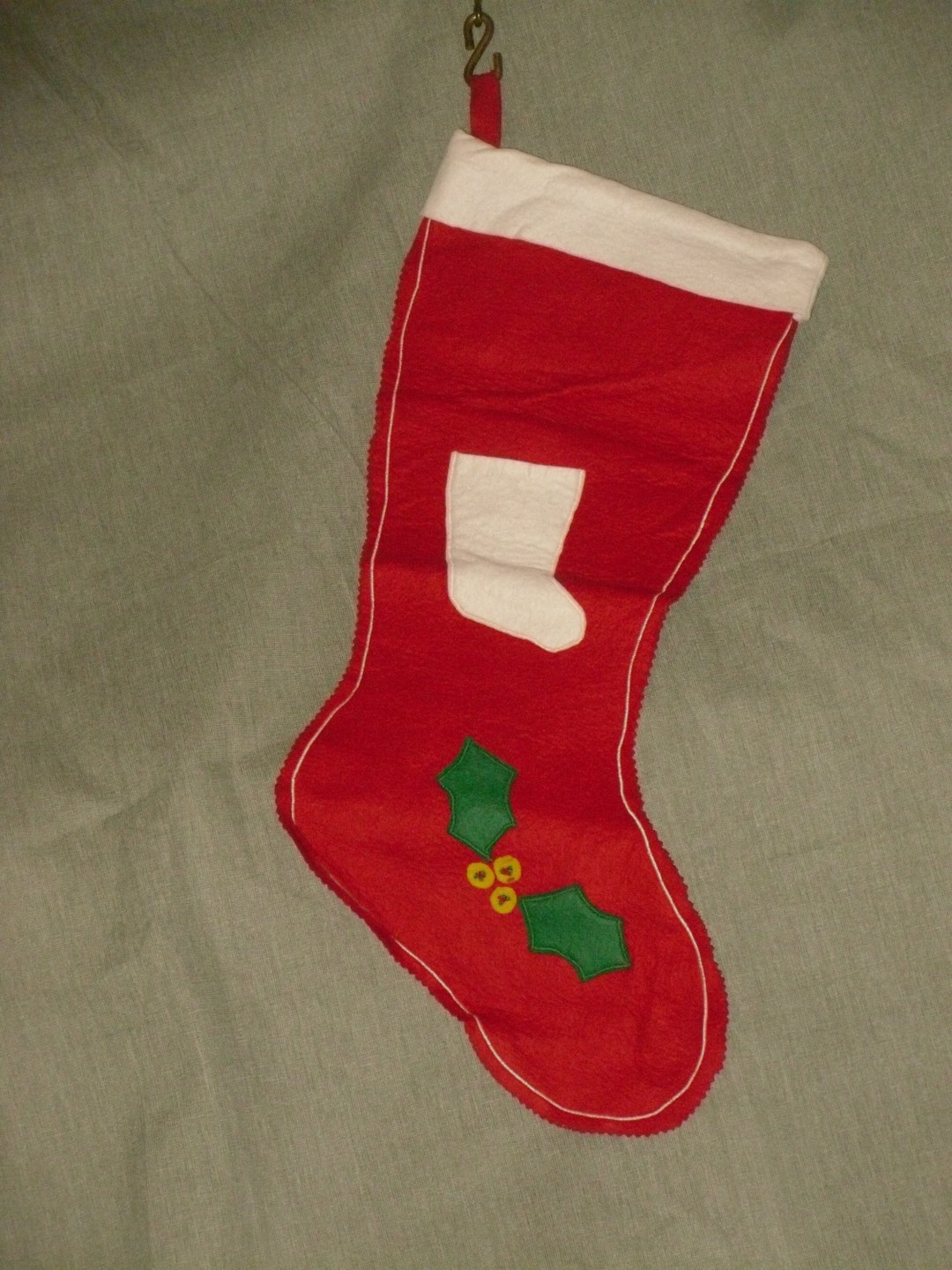 Large Felt Fireplace Stocking Vintage Old Fashion Christmas Decor - Etsy