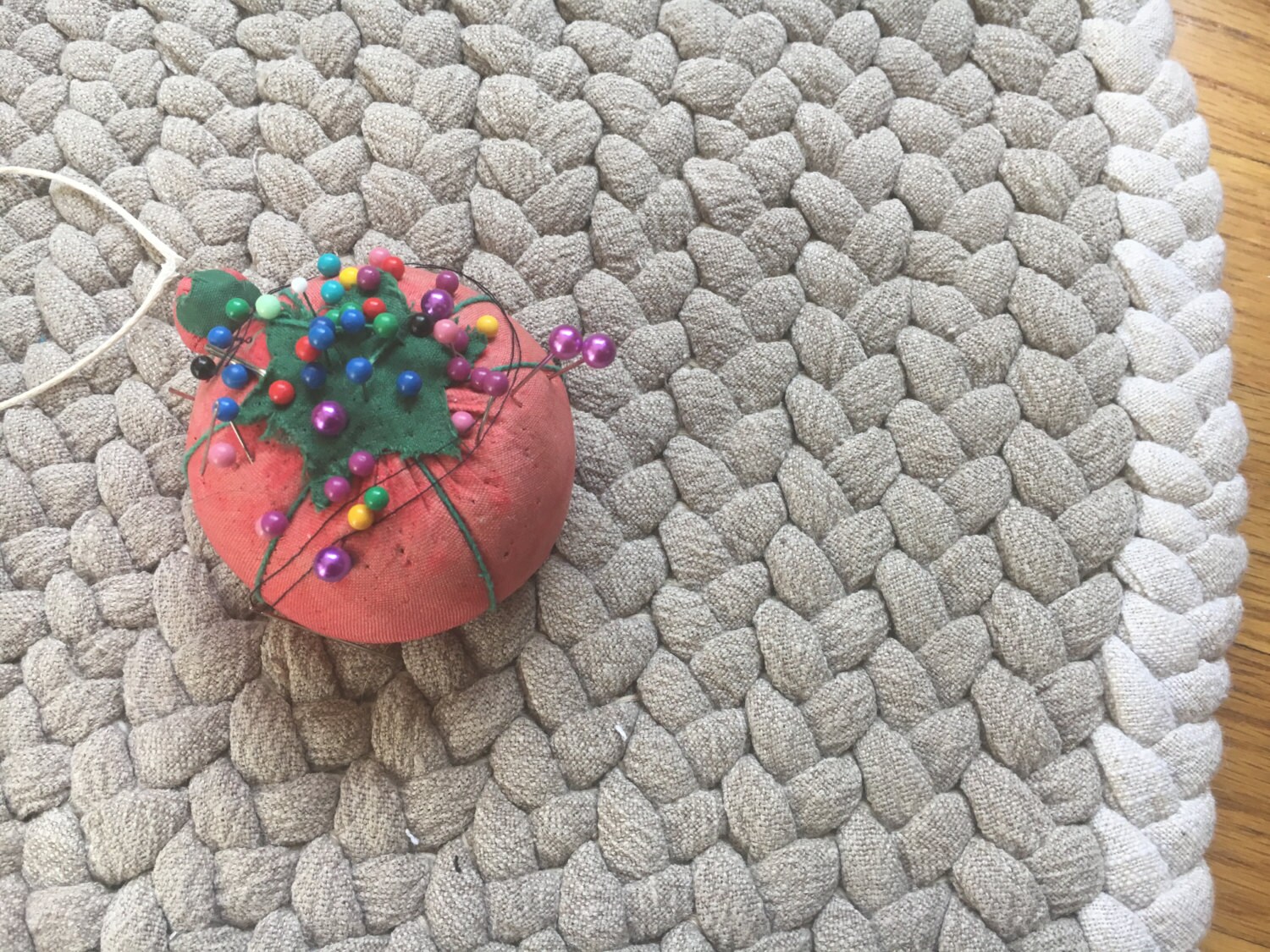 Round Hand Braided Linen Rug - Etsy