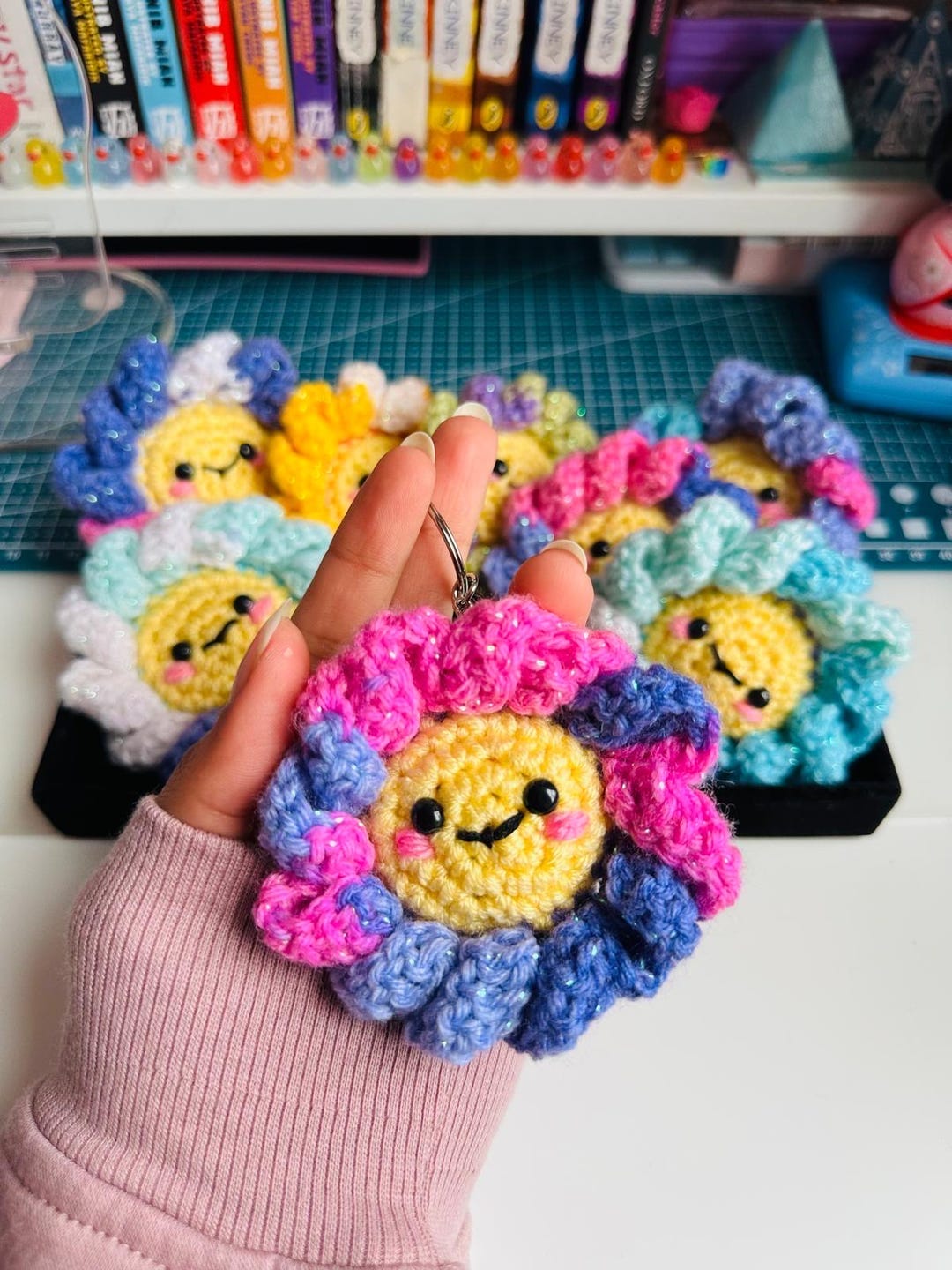 Crochet Flower Keychain - Etsy